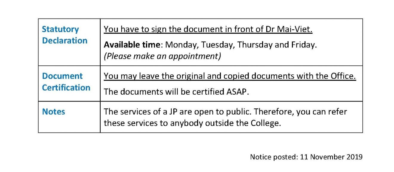 STATUTORY DECLARATION AND CERTIFICATION – UPC